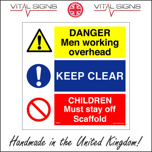 MU229 Danger Men Working Overhead Children Must Stay Off Scaffold Sign ...