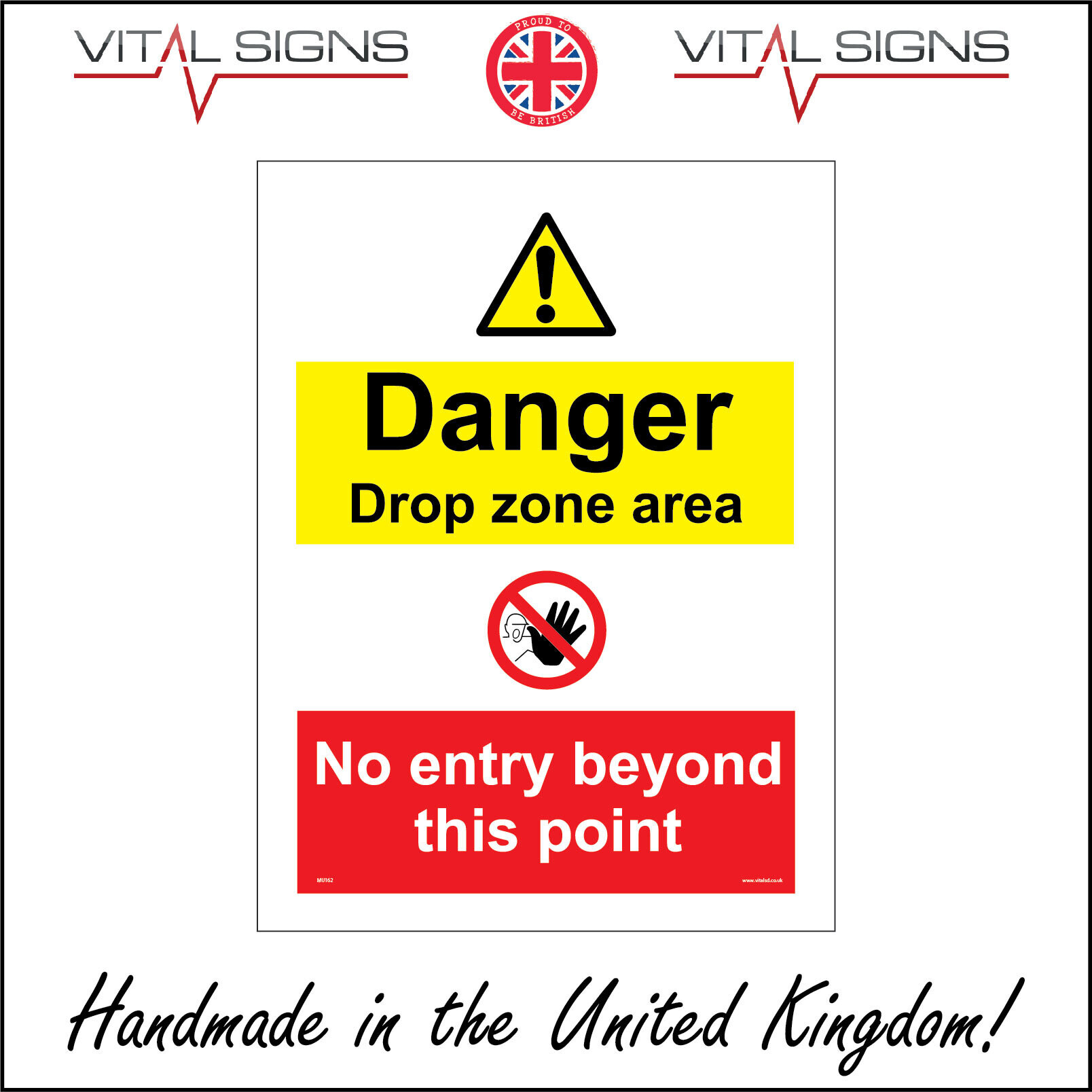 (100 x 150mm - 4 x 6, Magnetic - Vehicle Grade) DANGER DROP ZONE AREA NO ENTRY BEYOND THIS POINT ...