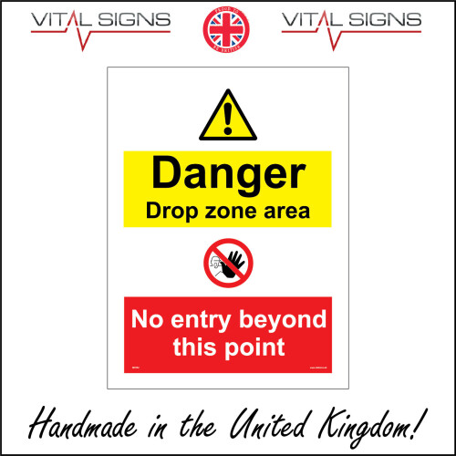 (400 x 600mm - 16 x 24, 1mm Pvc Foamex) DANGER DROP ZONE AREA NO ENTRY ...