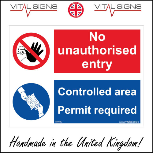 (400 x 300mm - 16 x 12, 1mm Pvc Foamex) NO UNAUTHORISED ENTRY AREA ...