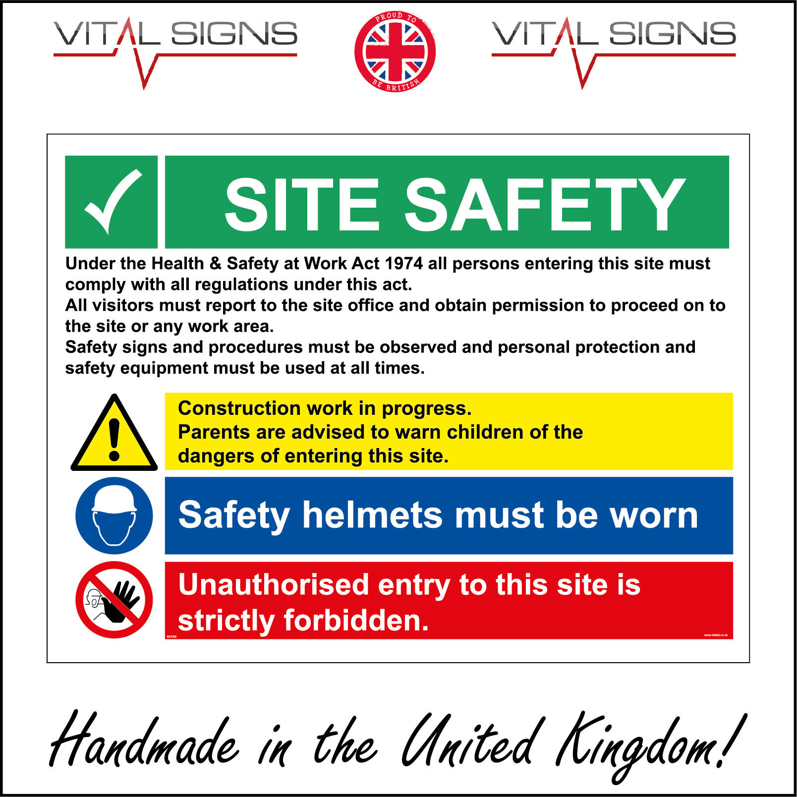 (150 x 100mm - 6 x 4, 5mm Heavy Duty Foamex Foamboard) SITE SAFETY SIGN ...
