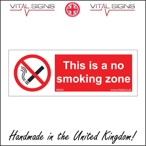 (300 x 100mm - 12 x 4, 1mm Pvc Foamex) NS023 This Is A No Smoking Zone ...