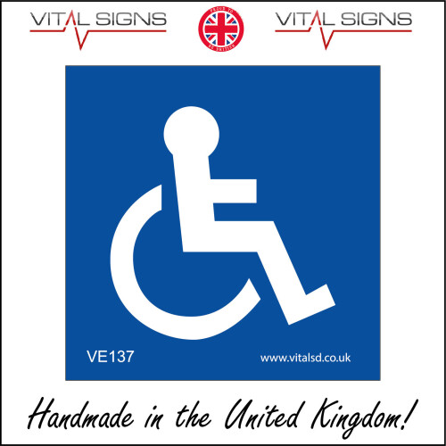 (150 x 150mm - 6 x 6, Sticker / Sav - White Background) DISABLED SIGN ...