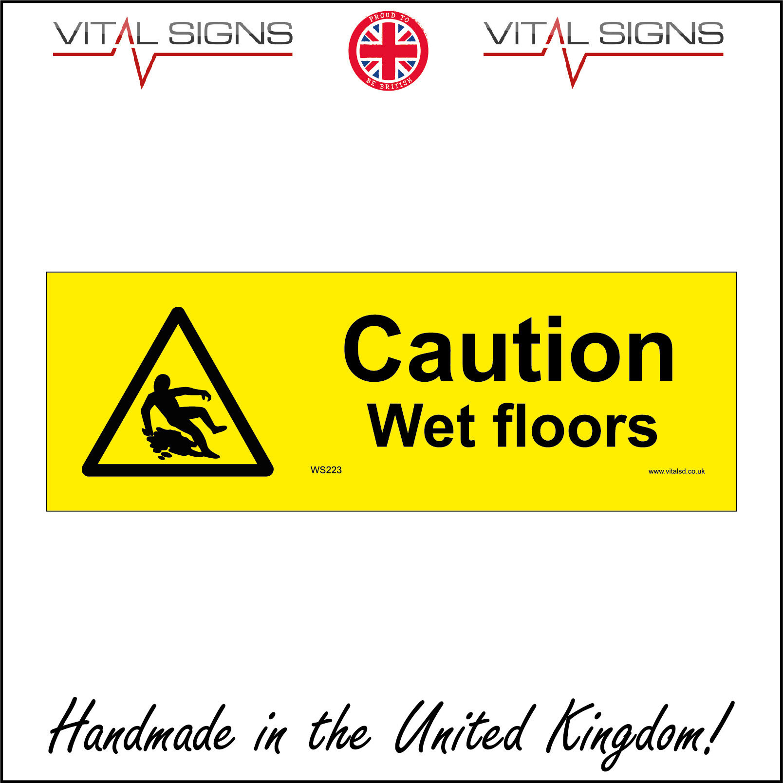 (600 x 200mm - 24 x 8, Sticker / Sav - White Background) CAUTION WET ...