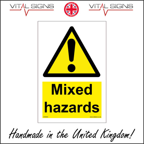 (150 x 200mm - 6 x 8, Sticker / Sav - White Background) MIXED HAZARDS ...