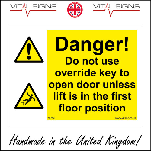 (200 x 150mm - 8 x 6, 1mm Pvc Foamex) WS961 Danger Do Not Use Override ...
