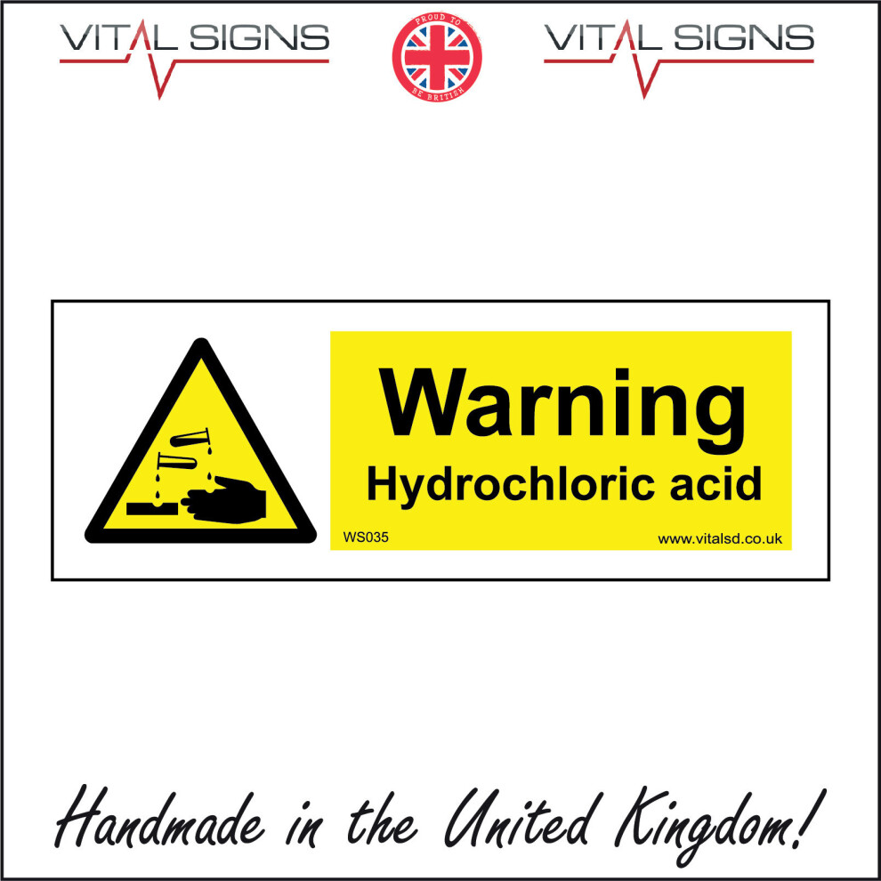 (300 x 100mm - 12 x 4, 1mm Pvc Foamex) WS035 WARNING HYDROCHLORIC ACID ...