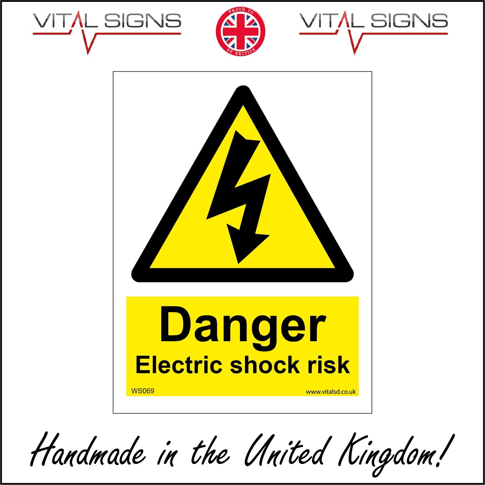 WS069 DANGER ELECTRIC SHOCK RISK SIGN HAZARD LIVE WIRES WARNING SAFETY ...