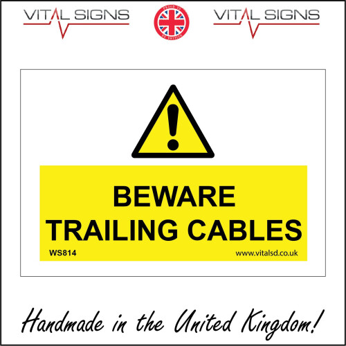 (600 x 450mm - 24 x 18, 1mm Pvc Foamex) BEWARE TRAILING CABLES SIGN ...