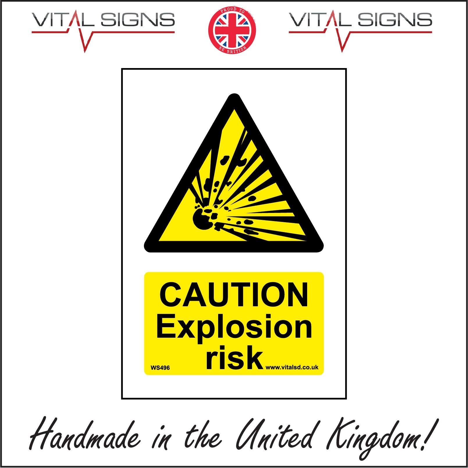 (150 x 200mm - 6 x 8, 1mm Pvc Foamex) CAUTION EXPLOSION RISK SIGN WS496 ...
