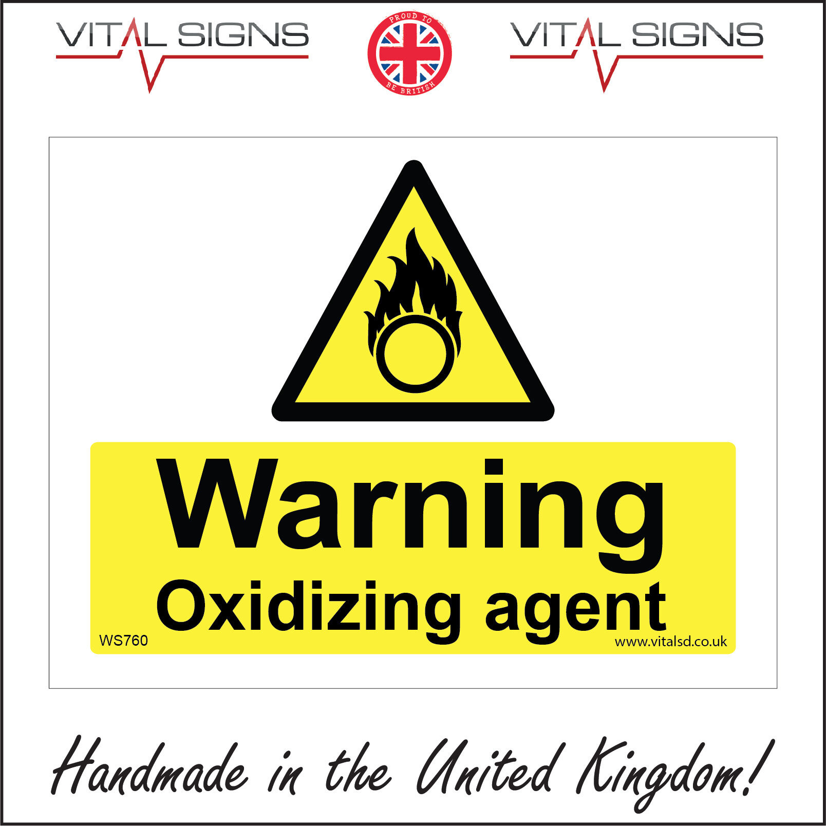 (600 x 400mm - 24 x 16, 1mm Pvc Foamex) WARNING OXIDIZING AGENT SIGN ...