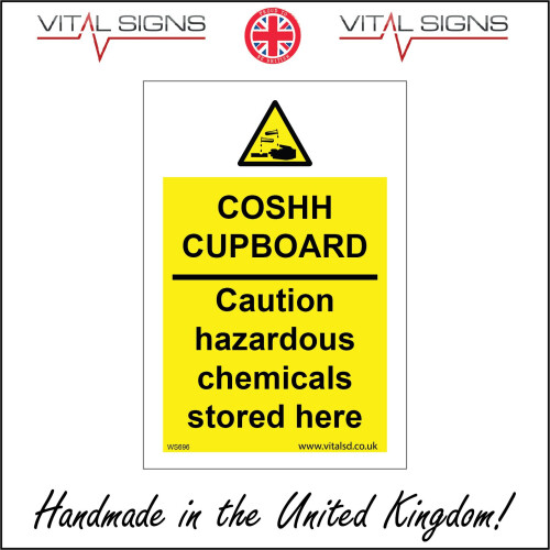 (150 x 200mm - 6 x 8, Sticker / Sav - White Background) COSHH CUPBOARD ...