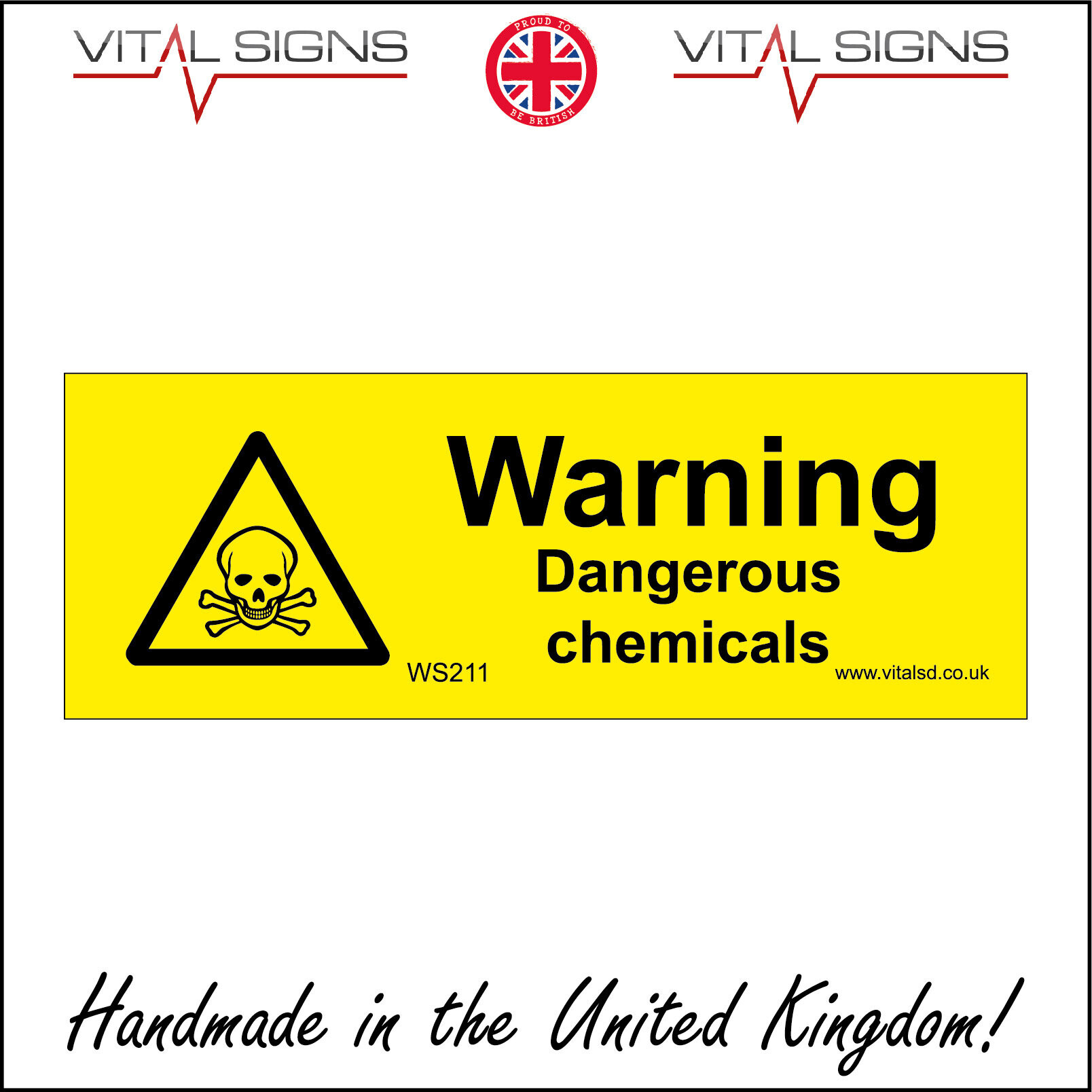(300 x 100mm - 12 x 4, 1mm Pvc Foamex) WARNING DANGEROUS CHEMICALS SIGN ...