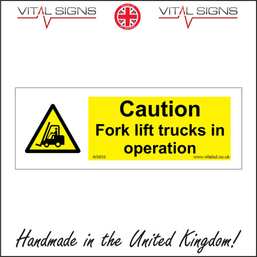 (300 x 100mm - 12 x 4, Sticker / Sav - White Background) CAUTION FORK ...