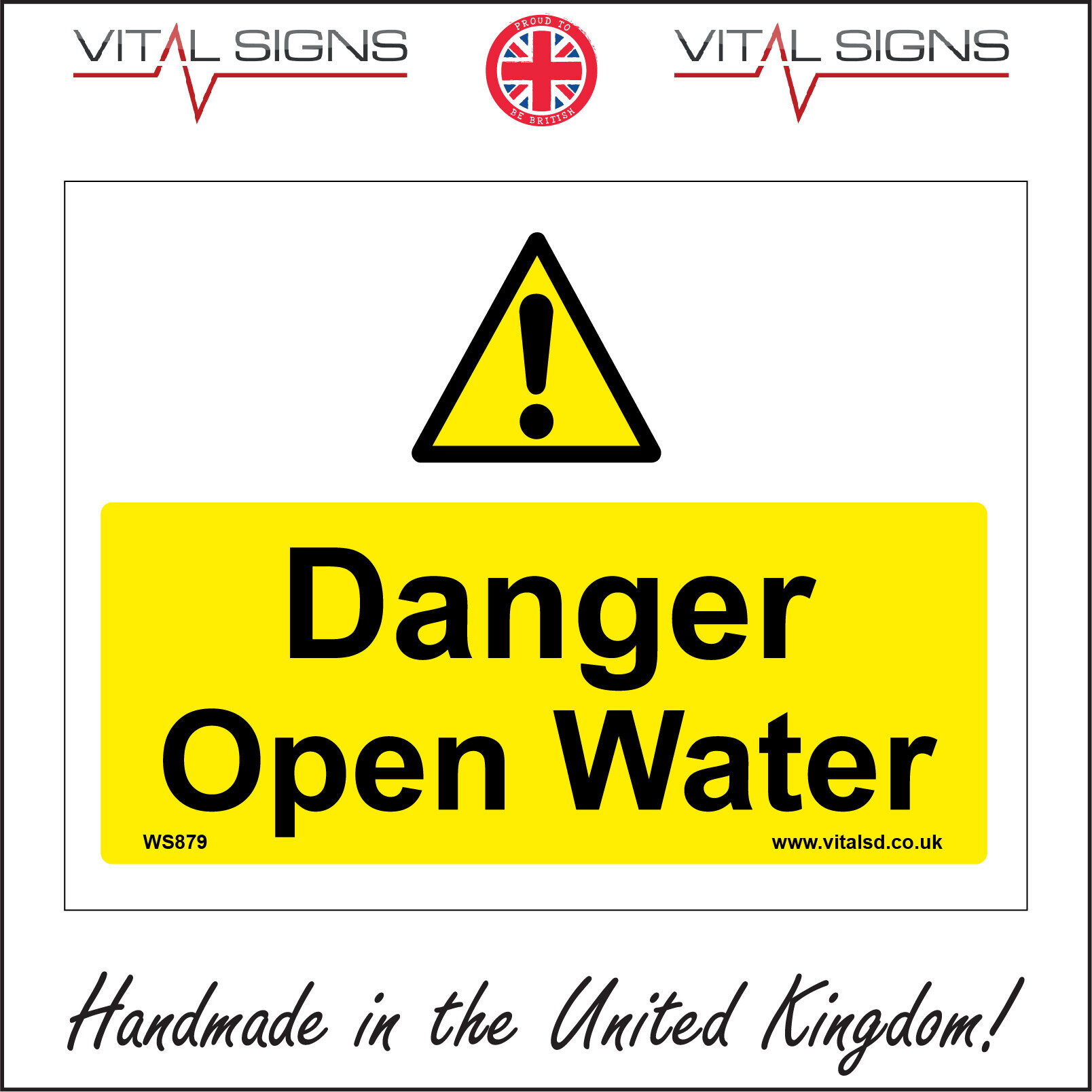 (200 x 150mm - 8 x 6, Magnetic - Vehicle Grade) DANGER OPEN WATER SIGN ...