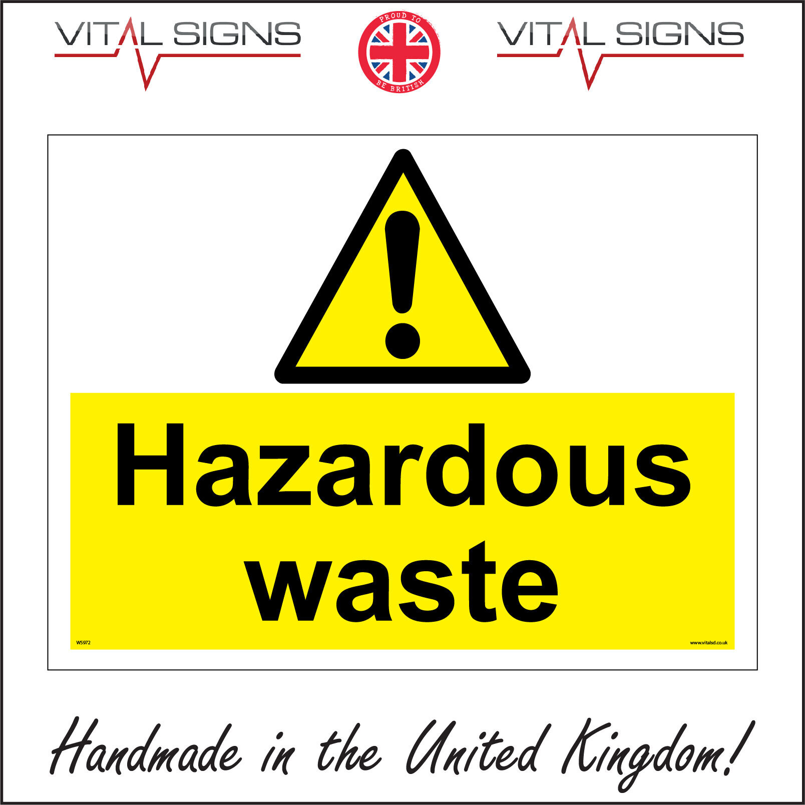 (300 x 200mm - 12 x 8, 1mm Pvc Foamex) WS972 Hazardous Waste Hazchem ...