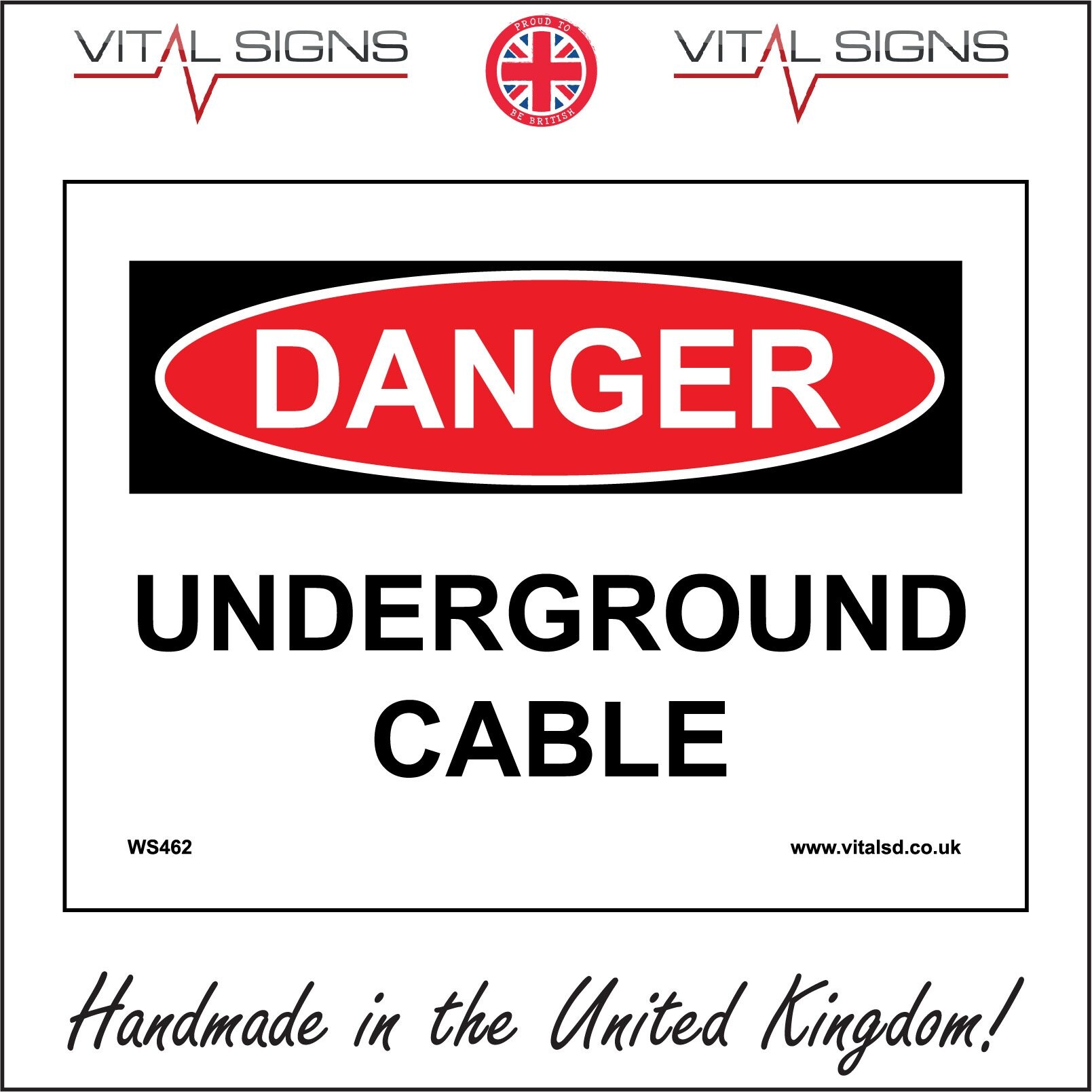 (400 x 300mm - 16 x 12, 1mm Pvc Foamex) DANGER UNDERGROUND CABLE SIGN ...
