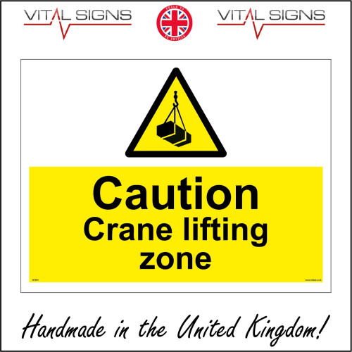 (600 x 400mm - 24 x 16, Sticker / Sav - White Background) CAUTION CRANE ...