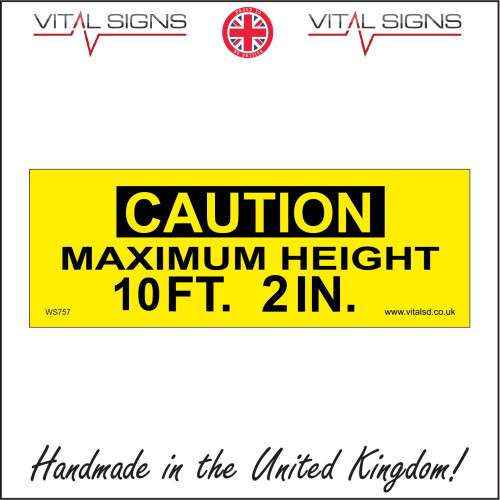 (300 x 100mm - 12 x 4, Magnetic - Vehicle Grade) CAUTION MAXIMUM HEIGHT ...