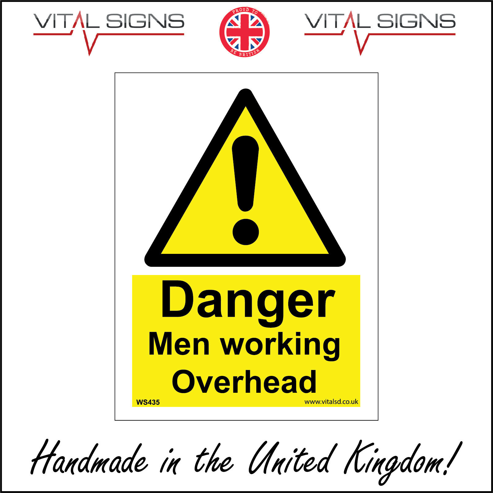DANGER MEN WORKING OVERHEAD SIGN WS435 SAFETY STICKER RIGID INDOOR ...