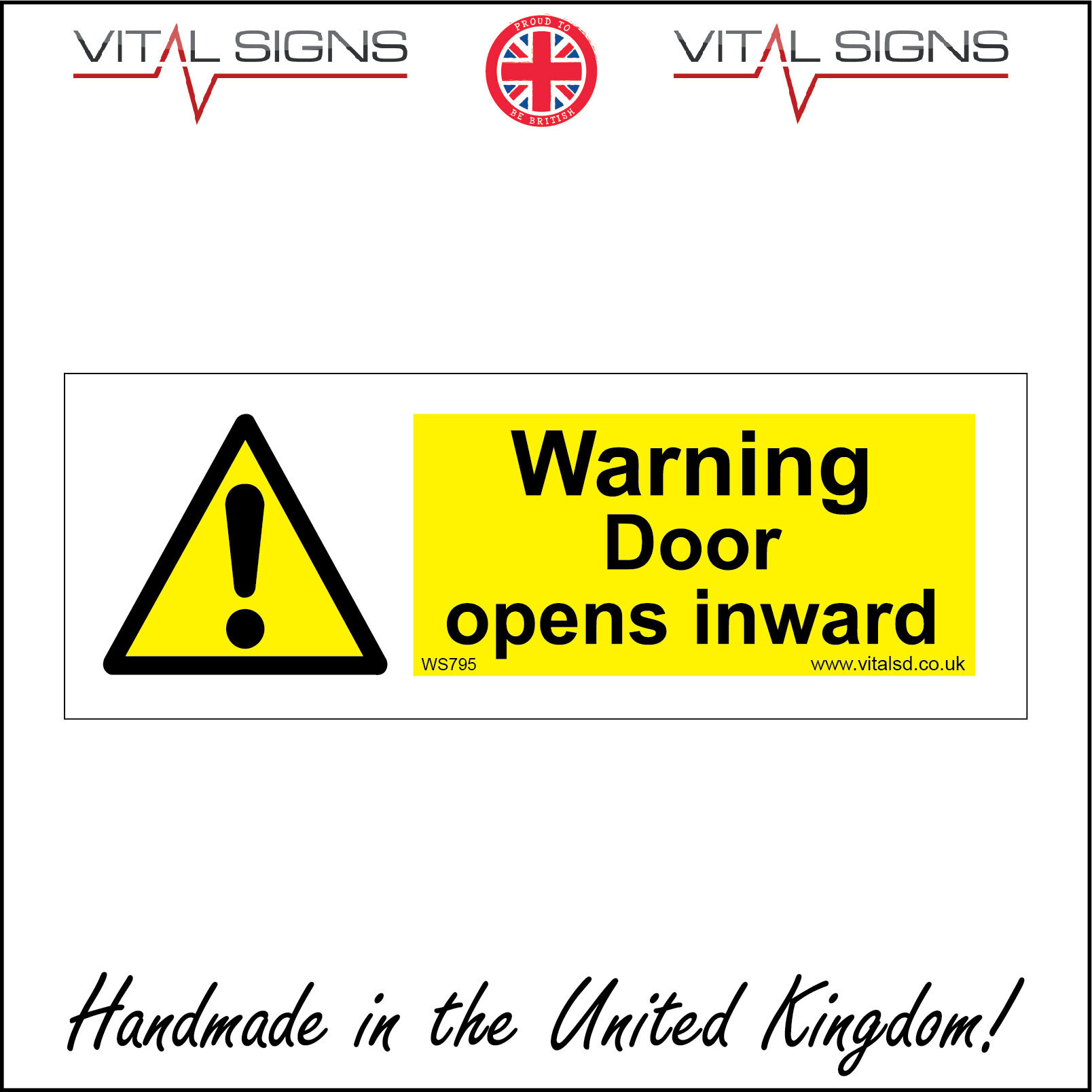 (450 x 150mm - 18 x 6, Sticker / Sav - White Background) WARNING DOOR ...
