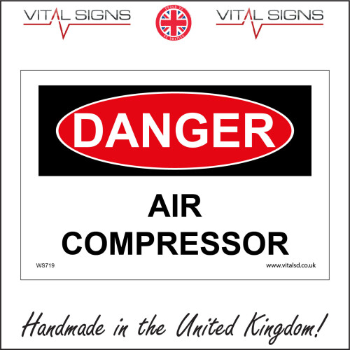 (300 x 200mm - 12 x 8, Magnetic - Vehicle Grade) DANGER AIR COMPRESSOR ...