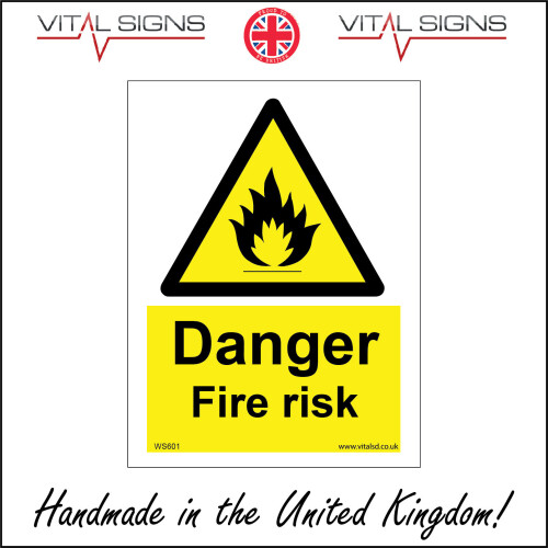 (300 x 400mm - 12 x 16, Sticker / Sav - White Background) DANGER FIRE ...