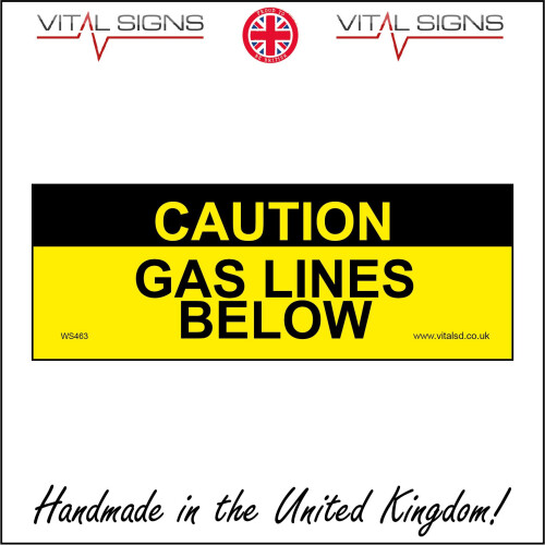 (300 x 100mm - 12 x 4, Sticker / Sav - White Background) CAUTION GAS ...