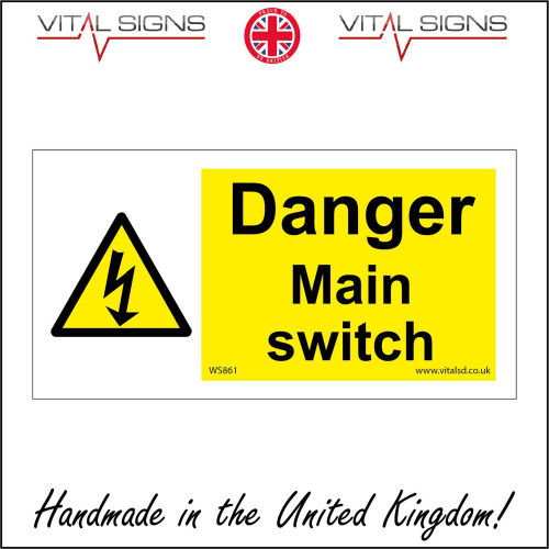 (200 x 100mm - 8 x 4, Dibond / Composite Aluminium) DANGER MAIN SWITCH ...