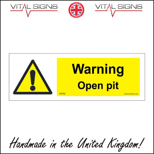 (450 x 150mm - 18 x 6, Dibond / Composite Aluminium) WARNING OPEN PIT ...