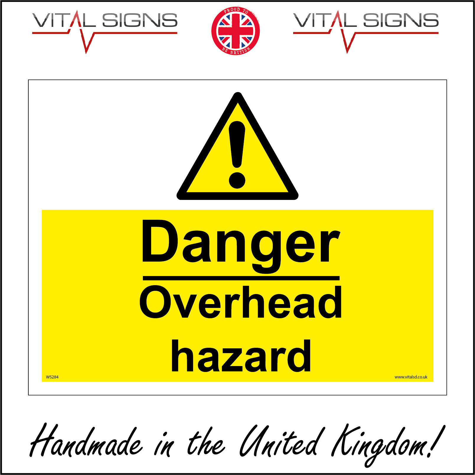 (150 x 100mm - 6 x 4, Sticker / Sav - White Background) DANGER OVERHEAD ...
