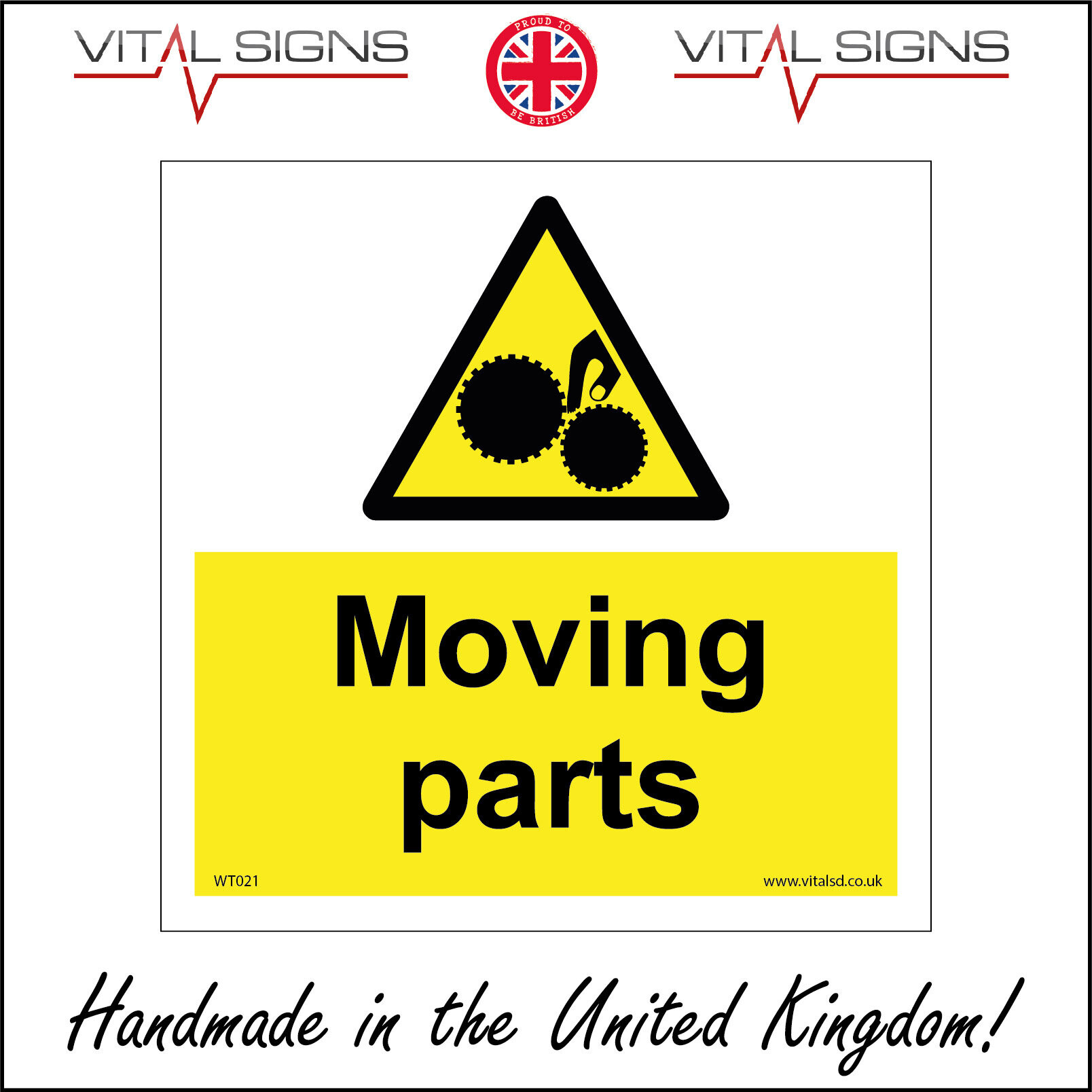 WT021 Moving Parts Sign beware risk of entrapment fingers warning ...
