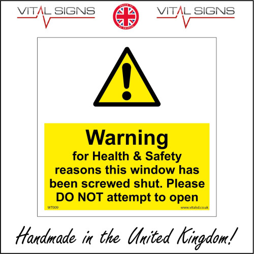 WT009 Warning For Health & Safety Reasons This Window Has Been Screwed ...