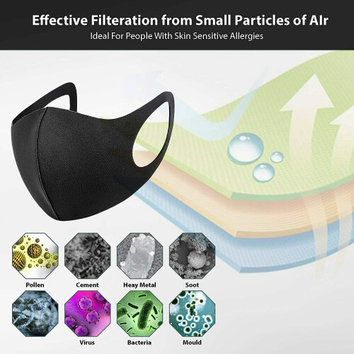 2pk Black Washable Reusable Face Masks on OnBuy