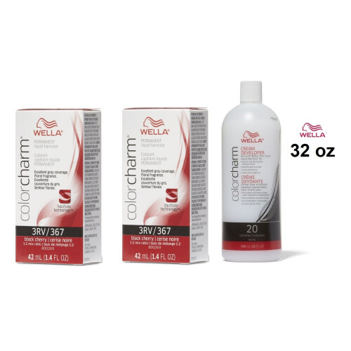 (3RV + 3RV + Developer (Vol. 20) 32oz ) 3RV Black Cherry Wella Color ...