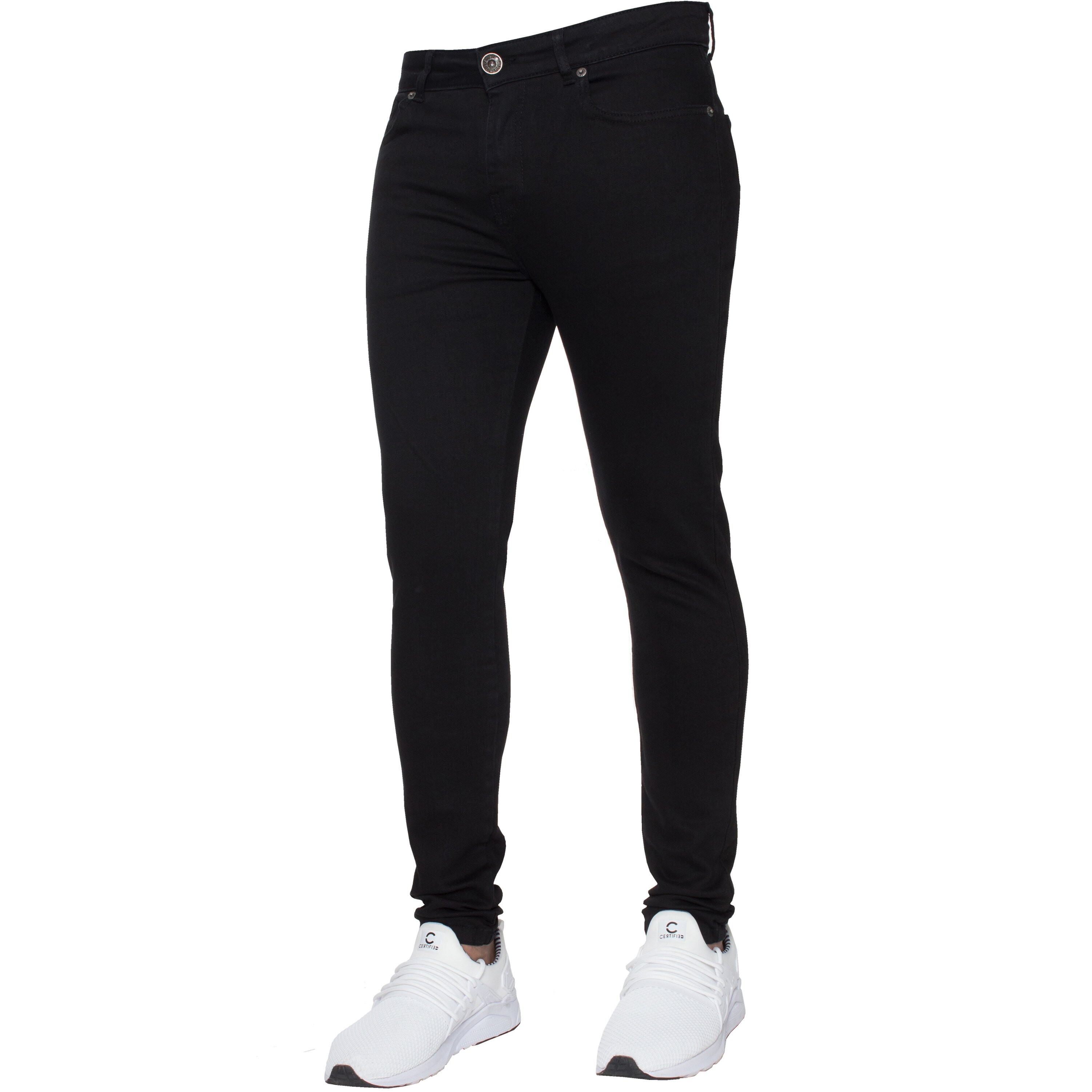 (Black, 34R) Ze Enzo Mens Skinny Jeans Slim Fit Super Stretch Denim ...