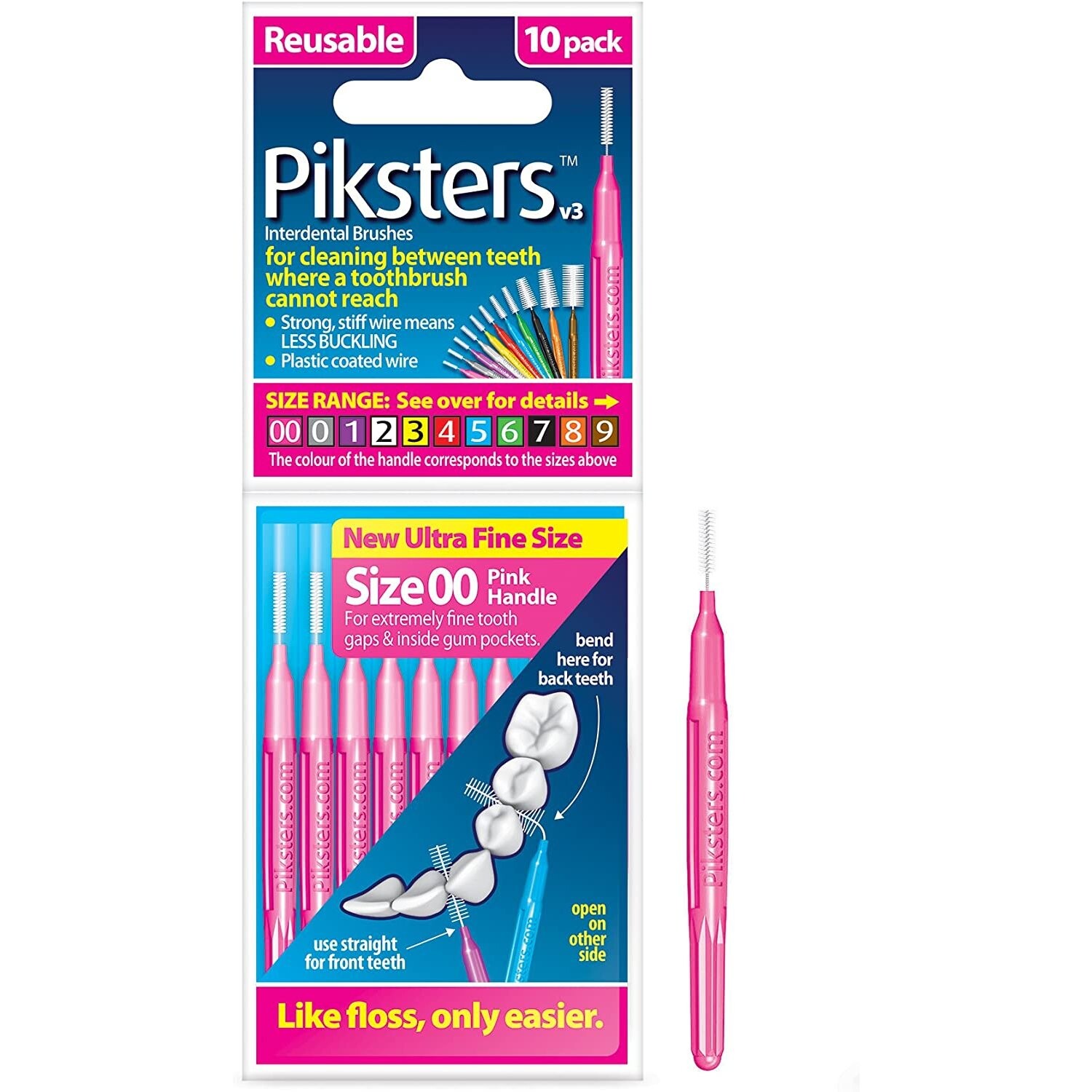 Piksters Interdental Brushes (Pack of 10, Size 00 (Pink)) on OnBuy