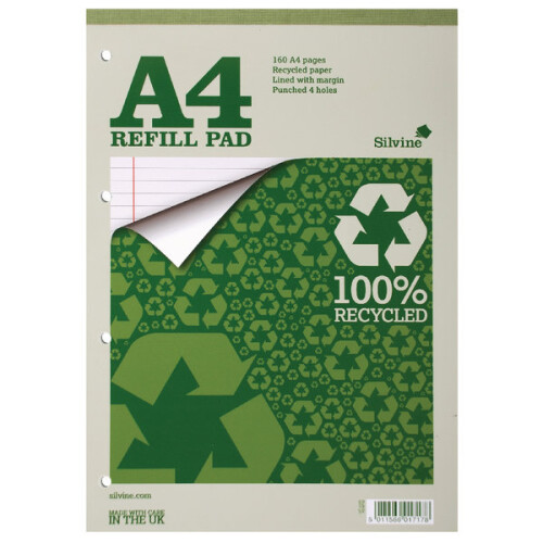 Silvine Everyday Recycled A4 Refill Pad Feint Ruled PK6 on OnBuy