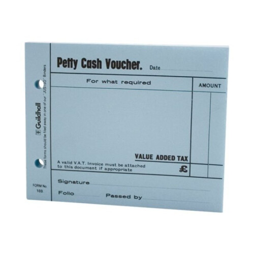 Guildhall Petty Cash Voucher Pad Blue PK5 on OnBuy