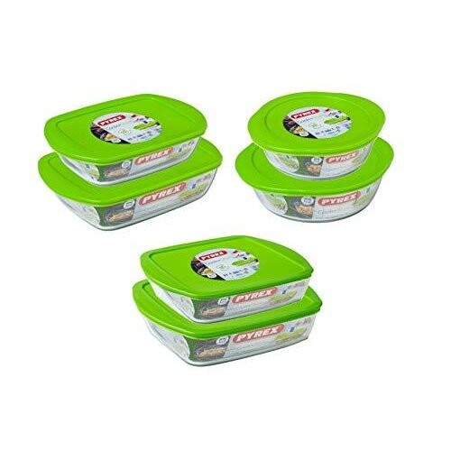 Pyrex 12 Piece Cook & Store Glass Dishes Set With Lids 1.0L/1.1L/2.2L/2 ...