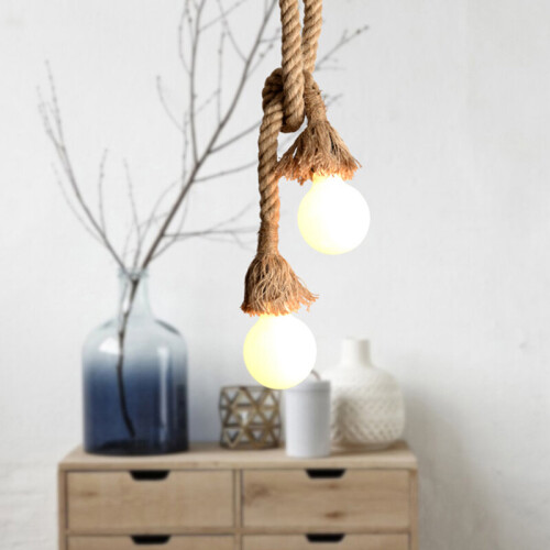 (1M (0.5m+0.5m)) Vintage Hemp Rope Pendant Lamp Base E27 Loft ...