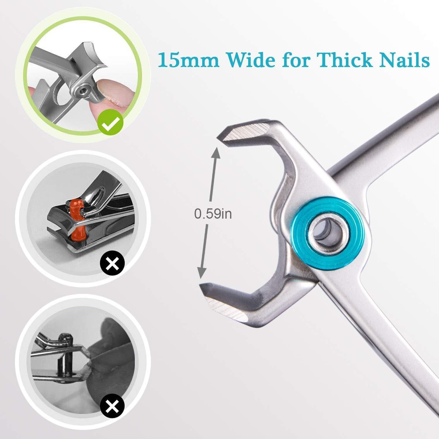 Nail Clippers - USHION 15mm Wide Jaw Opening Stainless Steel Fingernail ...