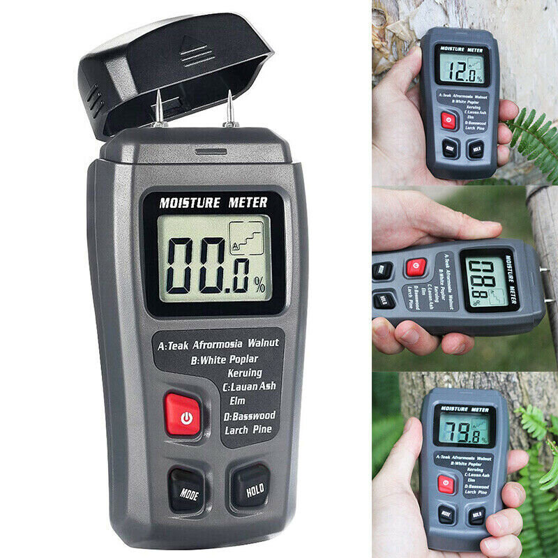Damp Meter Digital LCD Moisture Detector Wood Humidity Caravan Tester ...