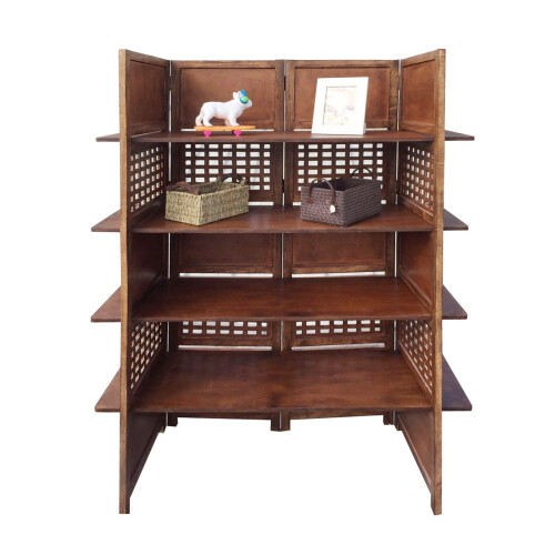(LIGHT BROWN) 2-Way Display 4 Panel Shelves Room Divider on OnBuy