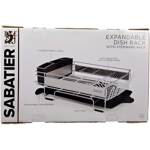 Sabatier Expandable Dish Rack with Stemware Rack Rust-Resistant on OnBuy