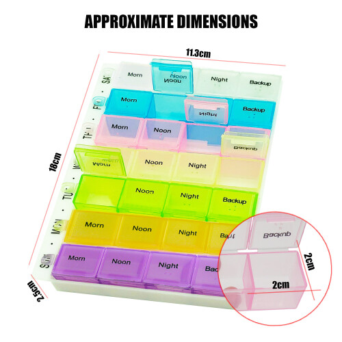 Weekly Pill Box 7 Day 28 Compartments Tablet Organiser with Labels on OnBuy