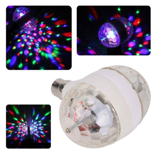 RGB LED Crystal Ball Rotating Disco Party Home Lighting Bulb B22 6W on ...