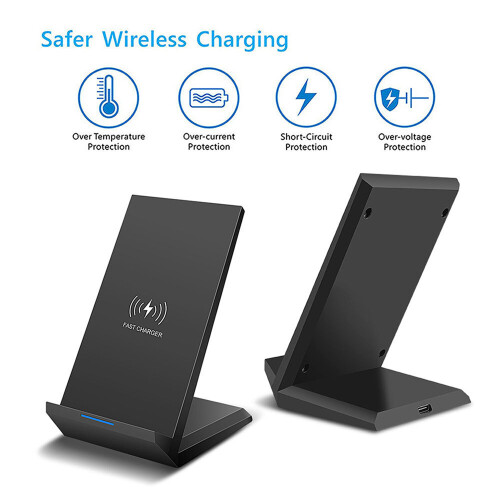 15W Wireless Charger, PowerWave Stand, Qi-Certified for iPhone -Black ...