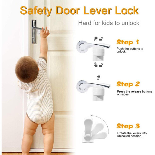 4 Pack Door Lever Child Safety Locks, Upgraded Childproof Single Lever ...