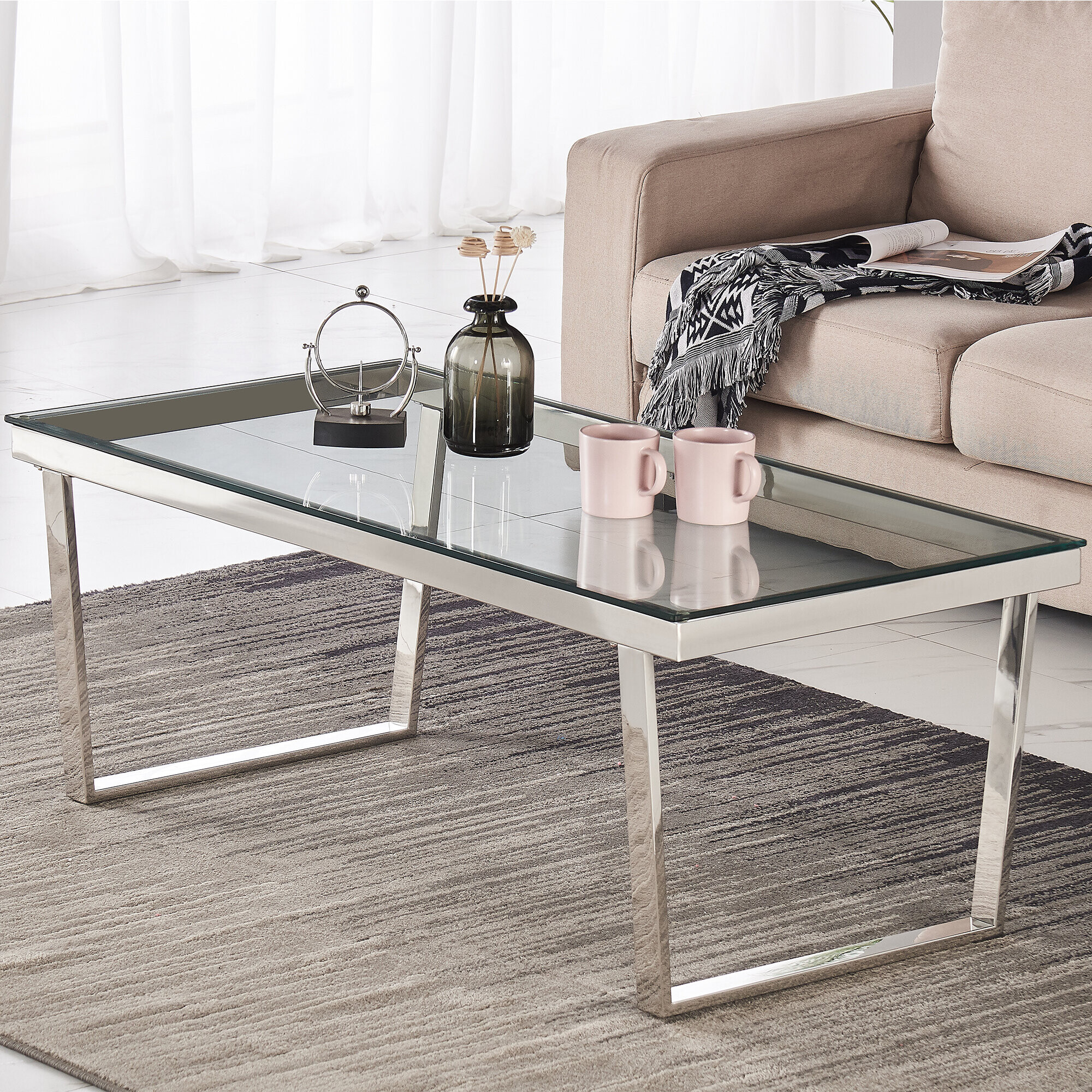 (Coffee Table) Charles Jacobs Console | Coffee | End Table Clear Glass ...